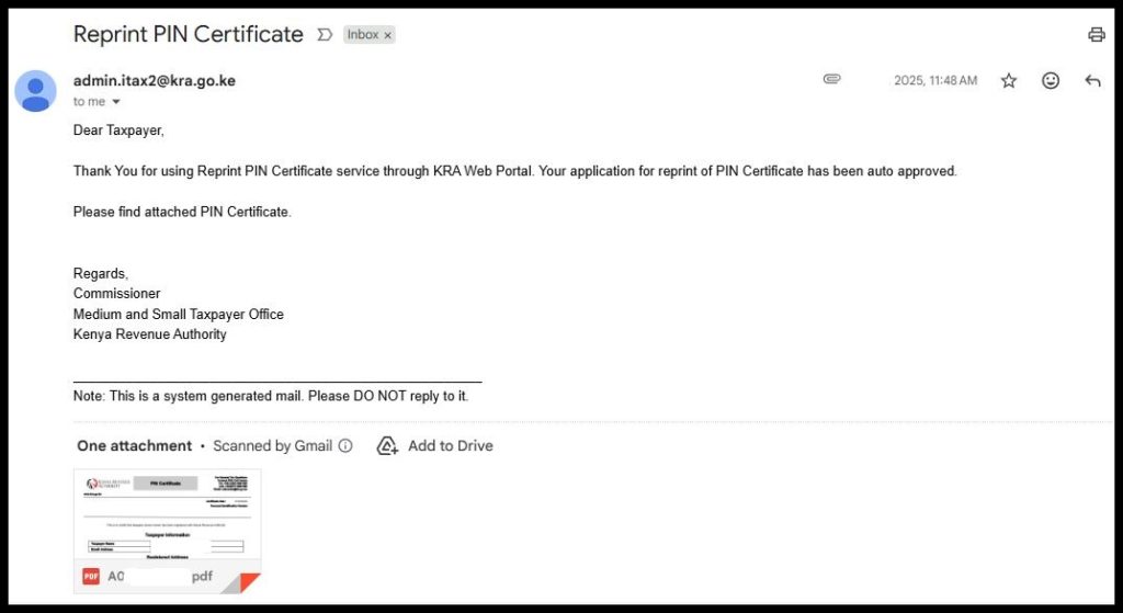 How To Get KRA PIN Certificate via Email