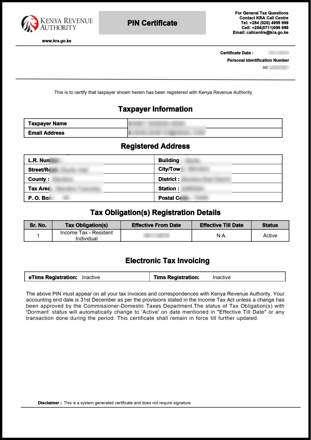 How To Get KRA PIN Certificate via Email